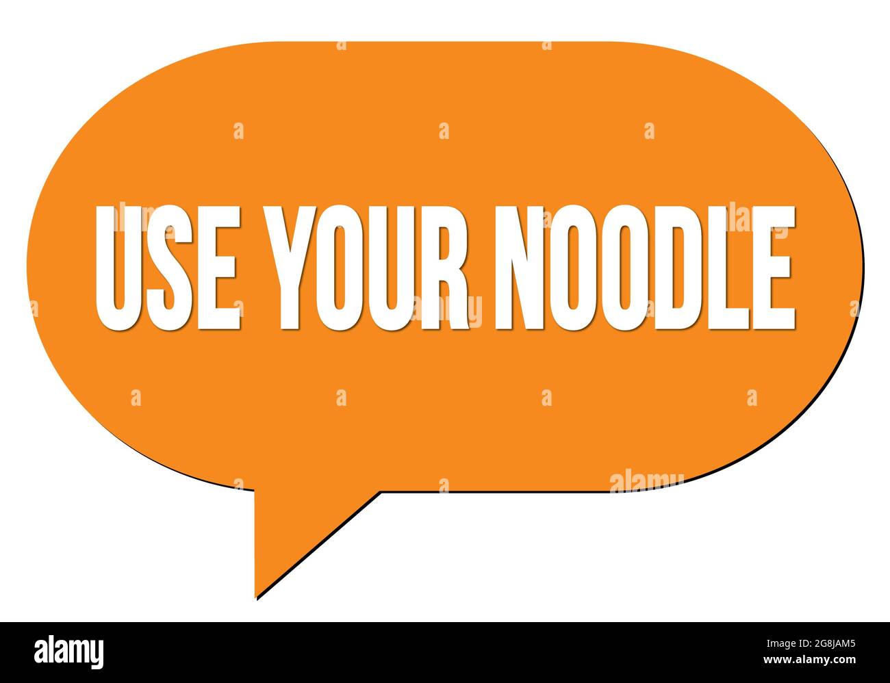 USE YOUR NOODLE text written in an orange speech bubble stamp Stock ...