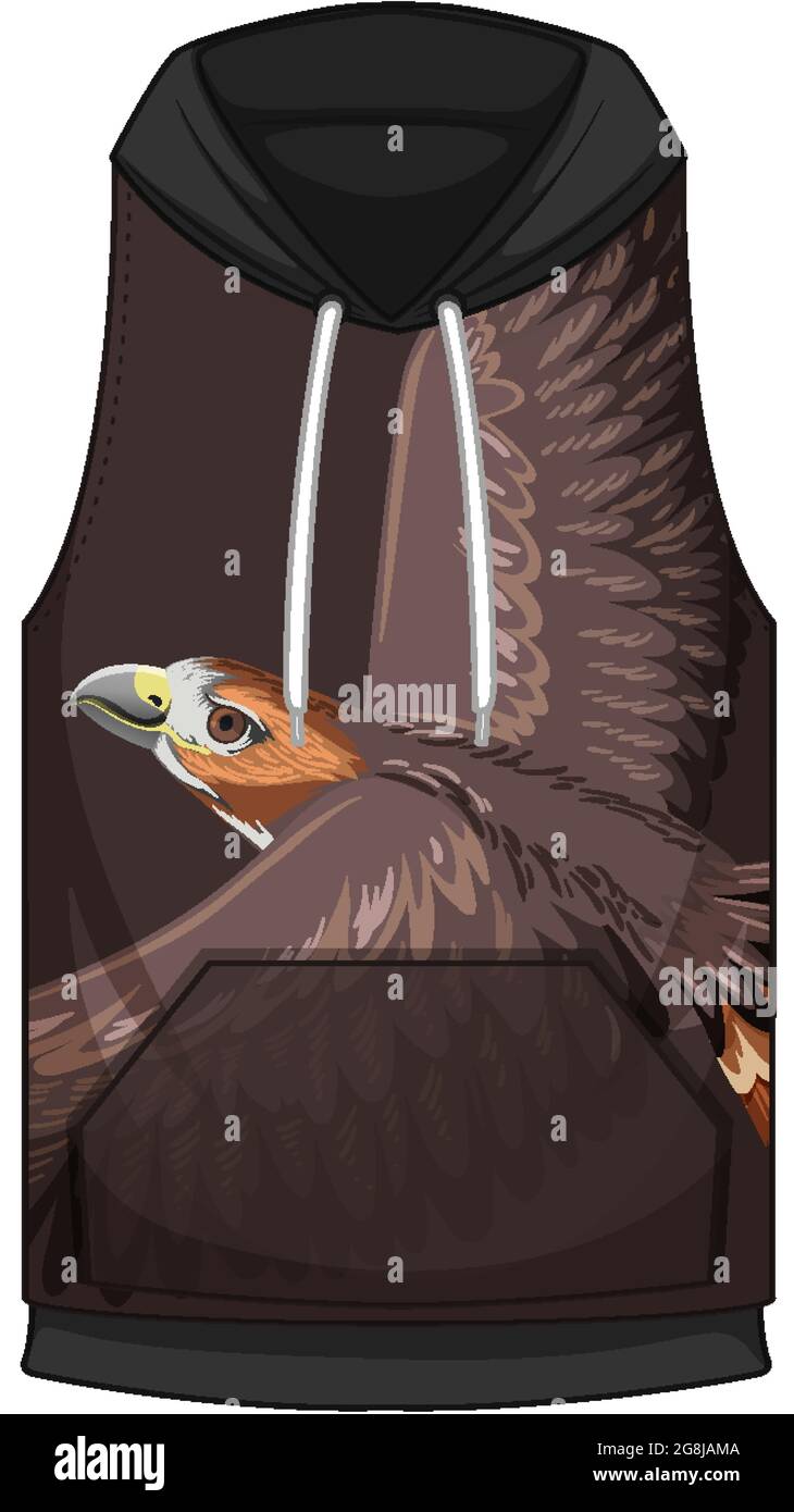 Front of hoodie sleeveless with hawk pattern illustration Stock Vector ...