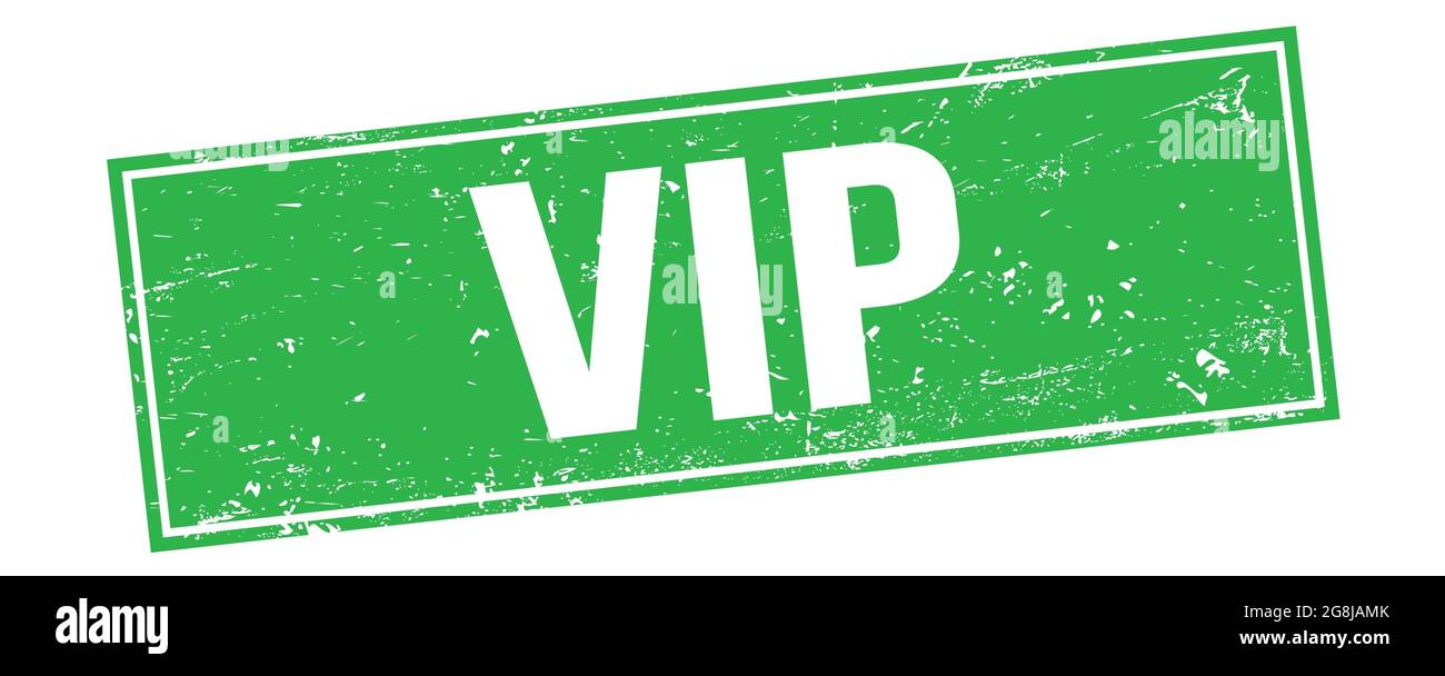 VIP text on green grungy rectangle stamp sign Stock Photo - Alamy