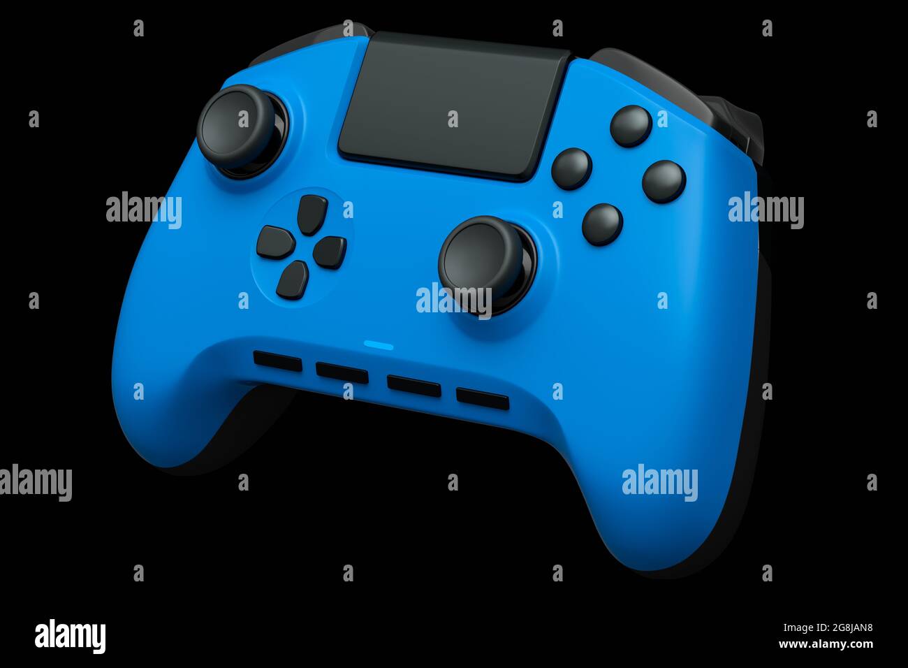 Realistic blue joystick for video game controller on black background ...