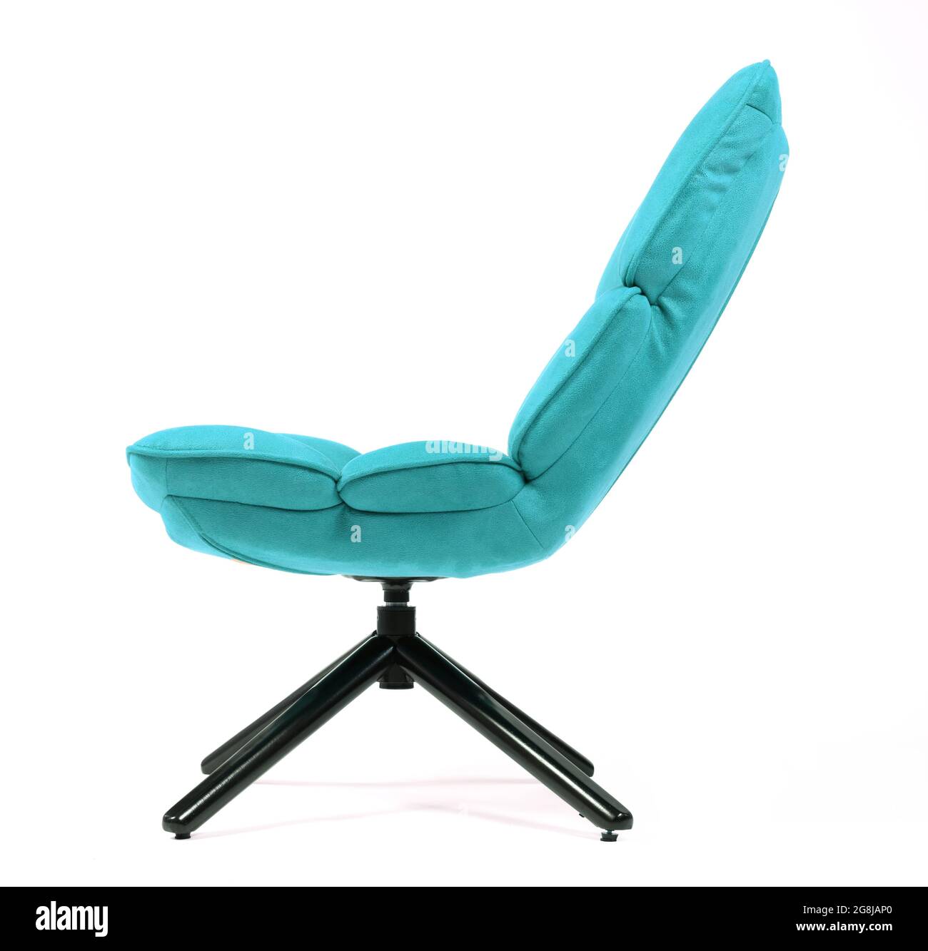 Modern blue suede lounge chair isolated on white background Stock Photo ...