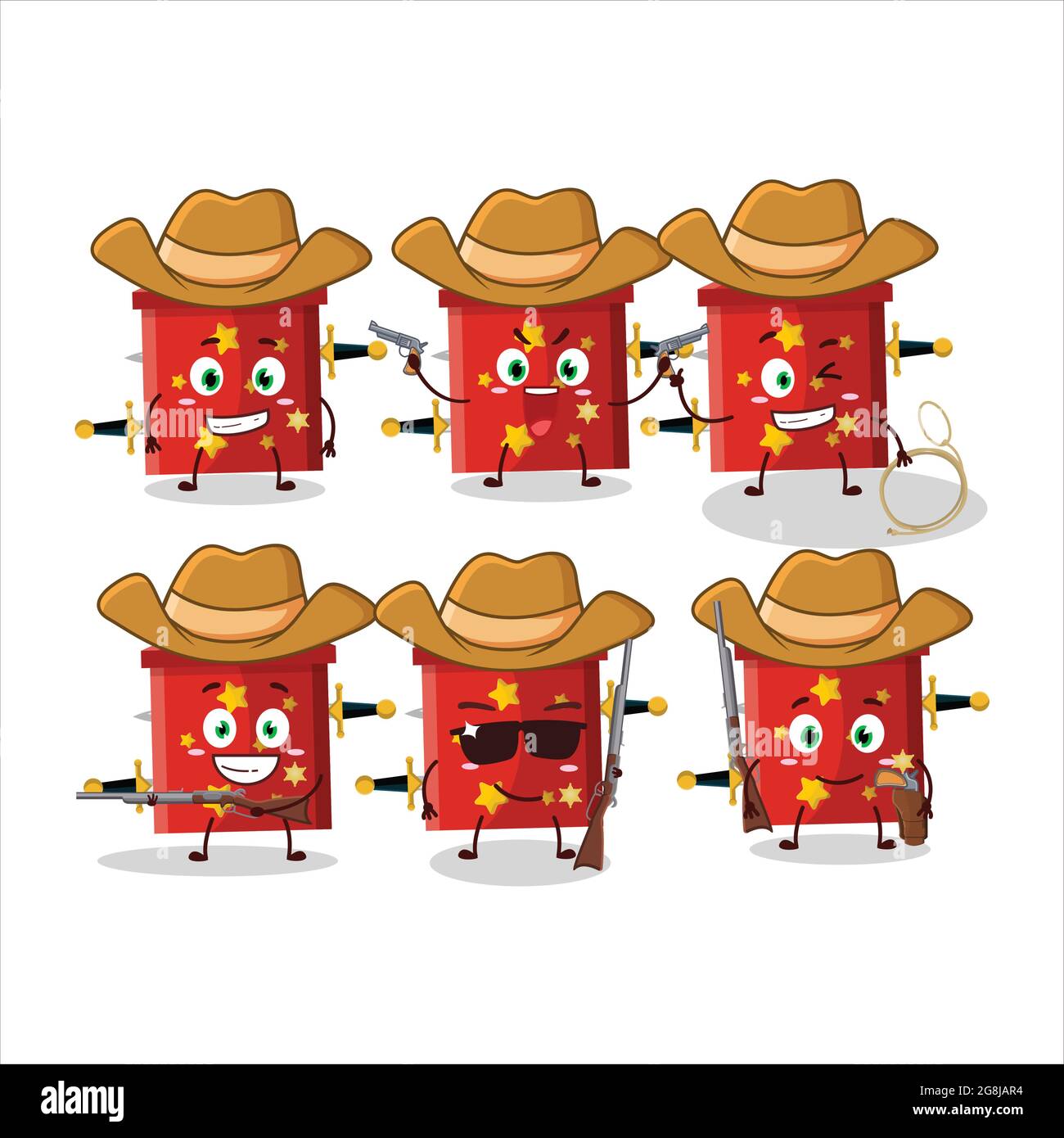 Cool cowboy magic box fantasy cartoon character with a cute hat. Vector ...