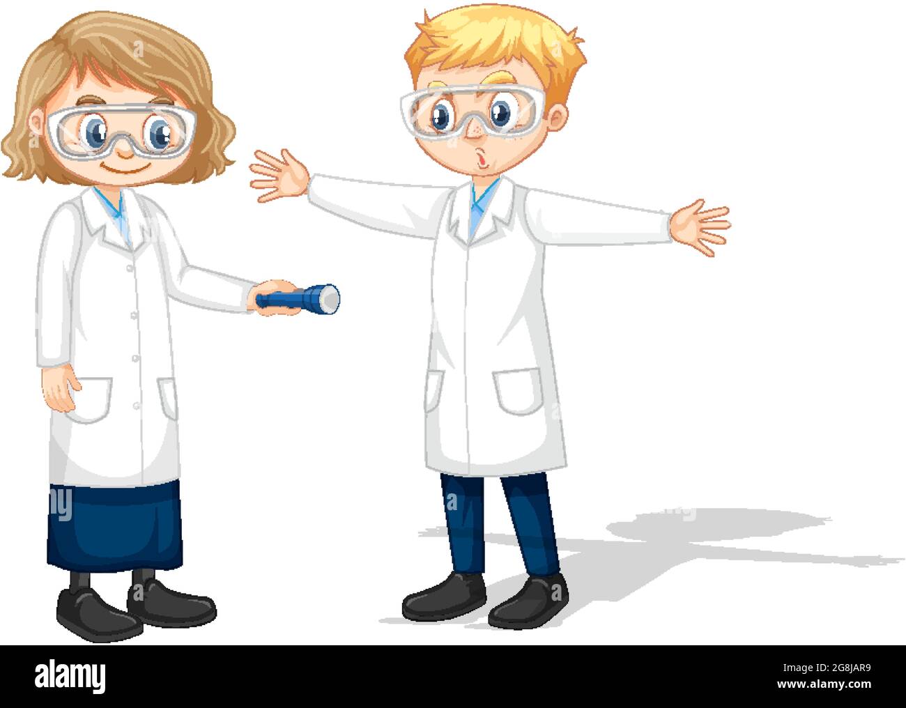 Two young scientist doing shadow experiment illustration Stock Vector ...