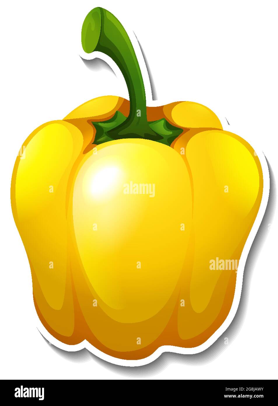 Yellow capsicum sticker on white background illustration Stock Vector ...