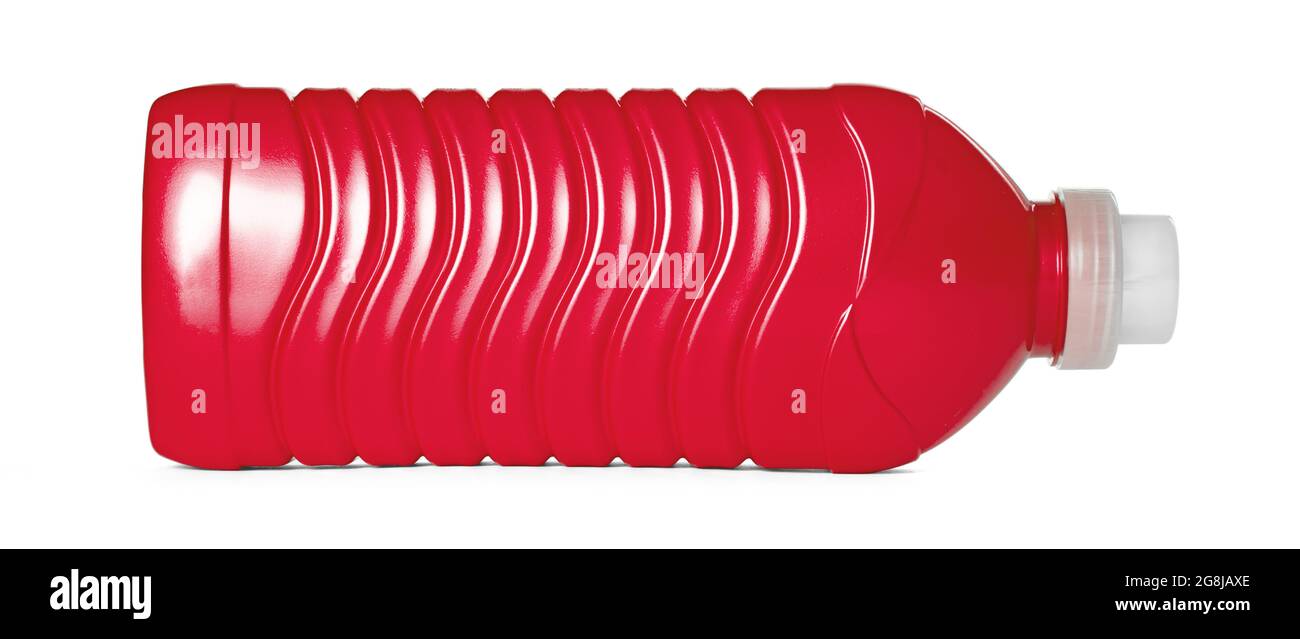 Red detergent bottle, liquid washing soap for textile, isolated on ...