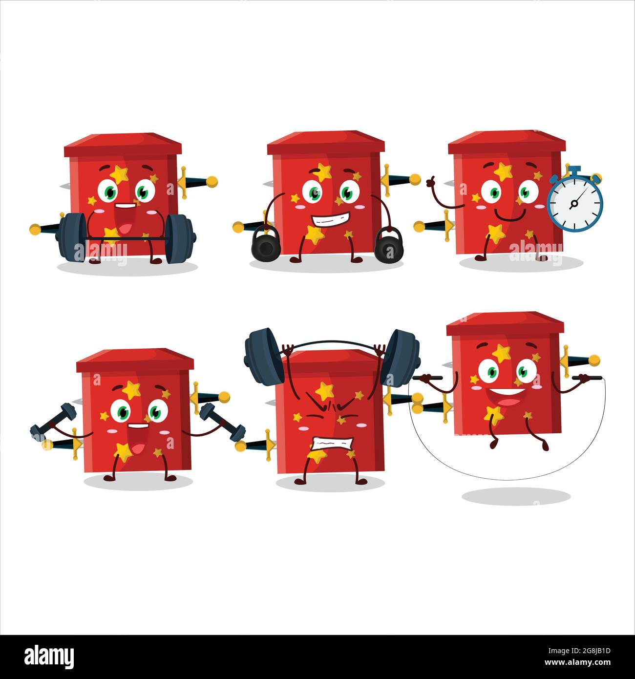 A healthy magic box fantasy cartoon style trying some tools on Fitness ...