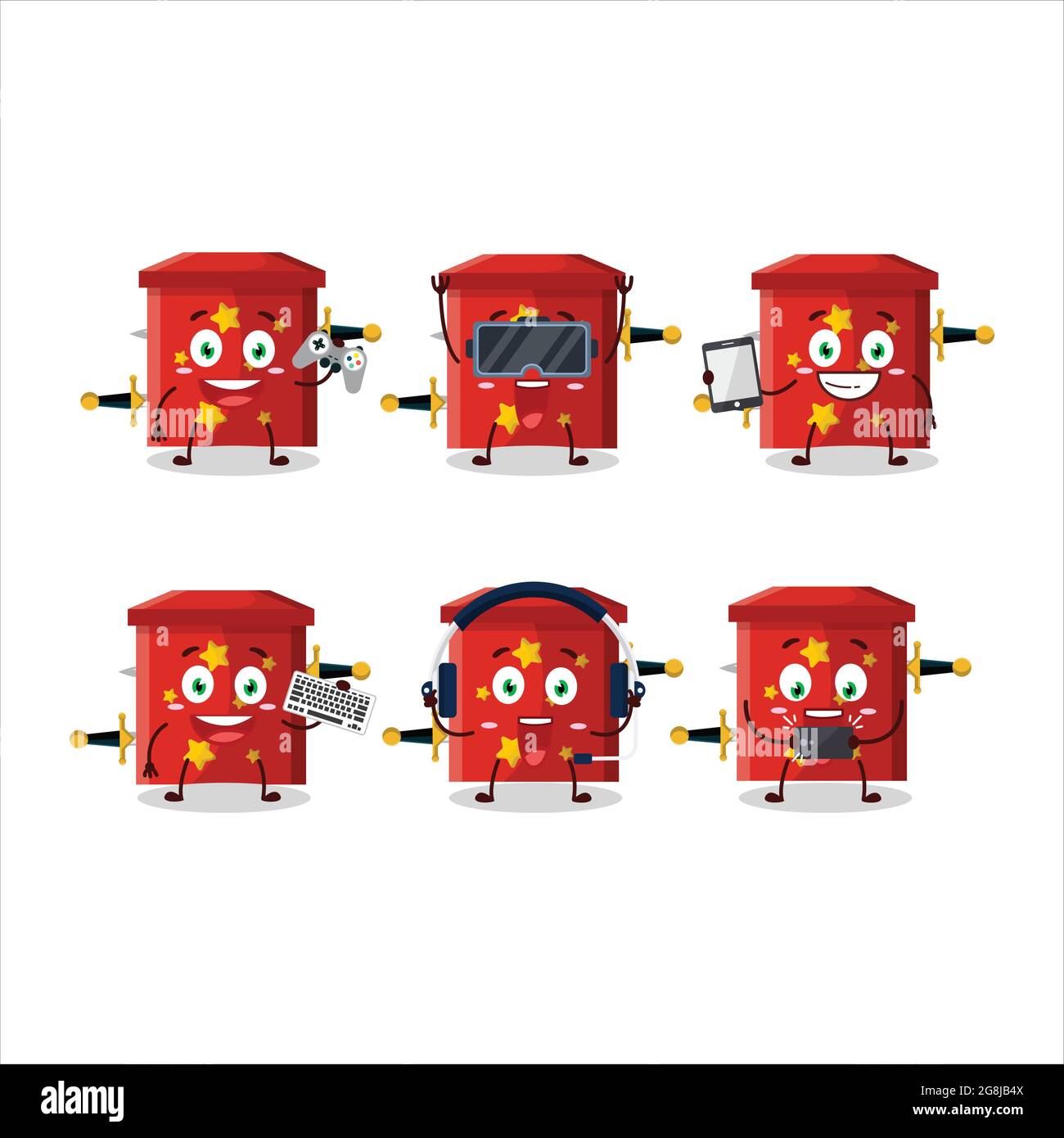 Magic box fantasy cartoon character are playing games with various cute ...
