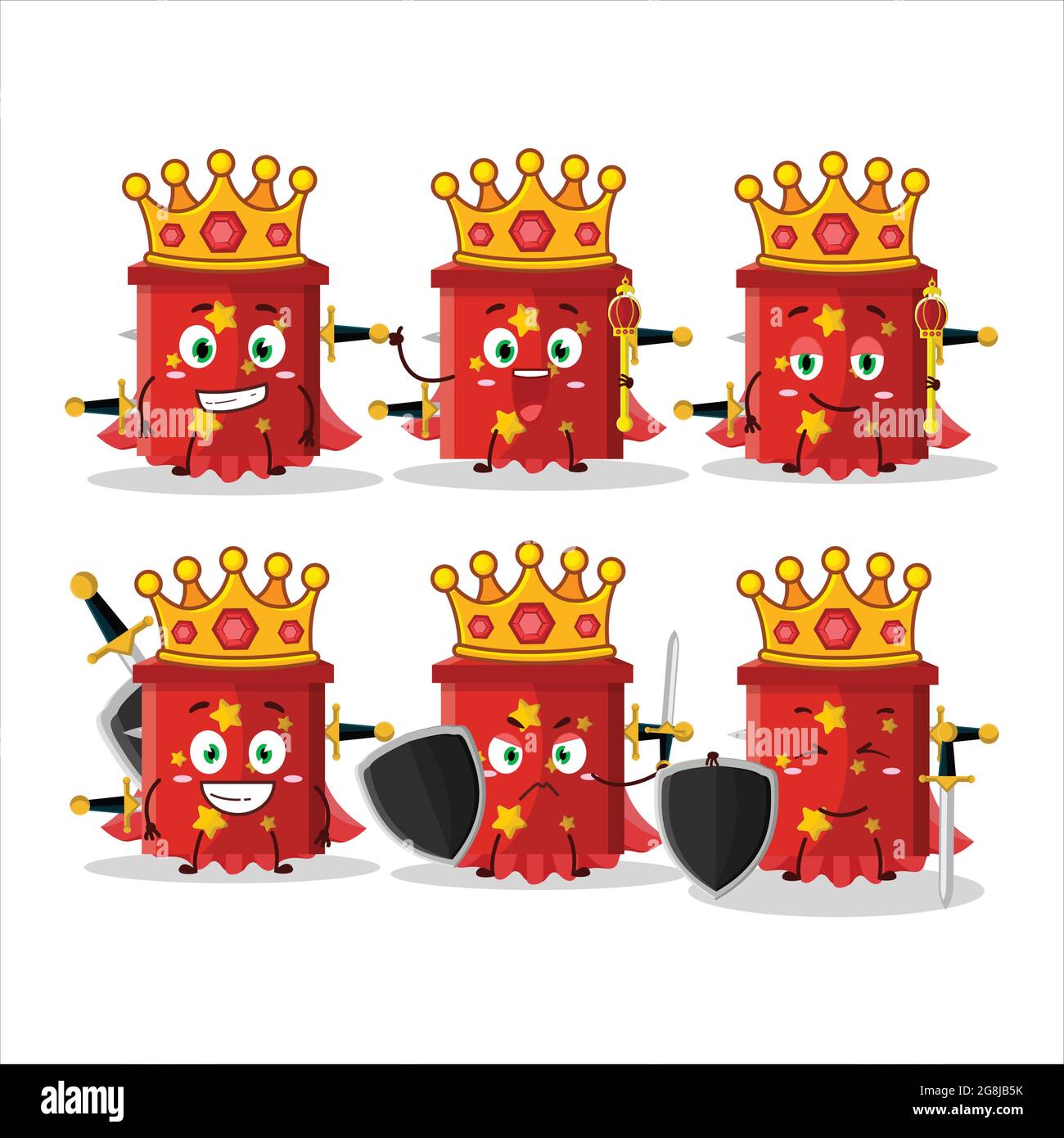A Charismatic King magic box fantasy cartoon character wearing a gold ...