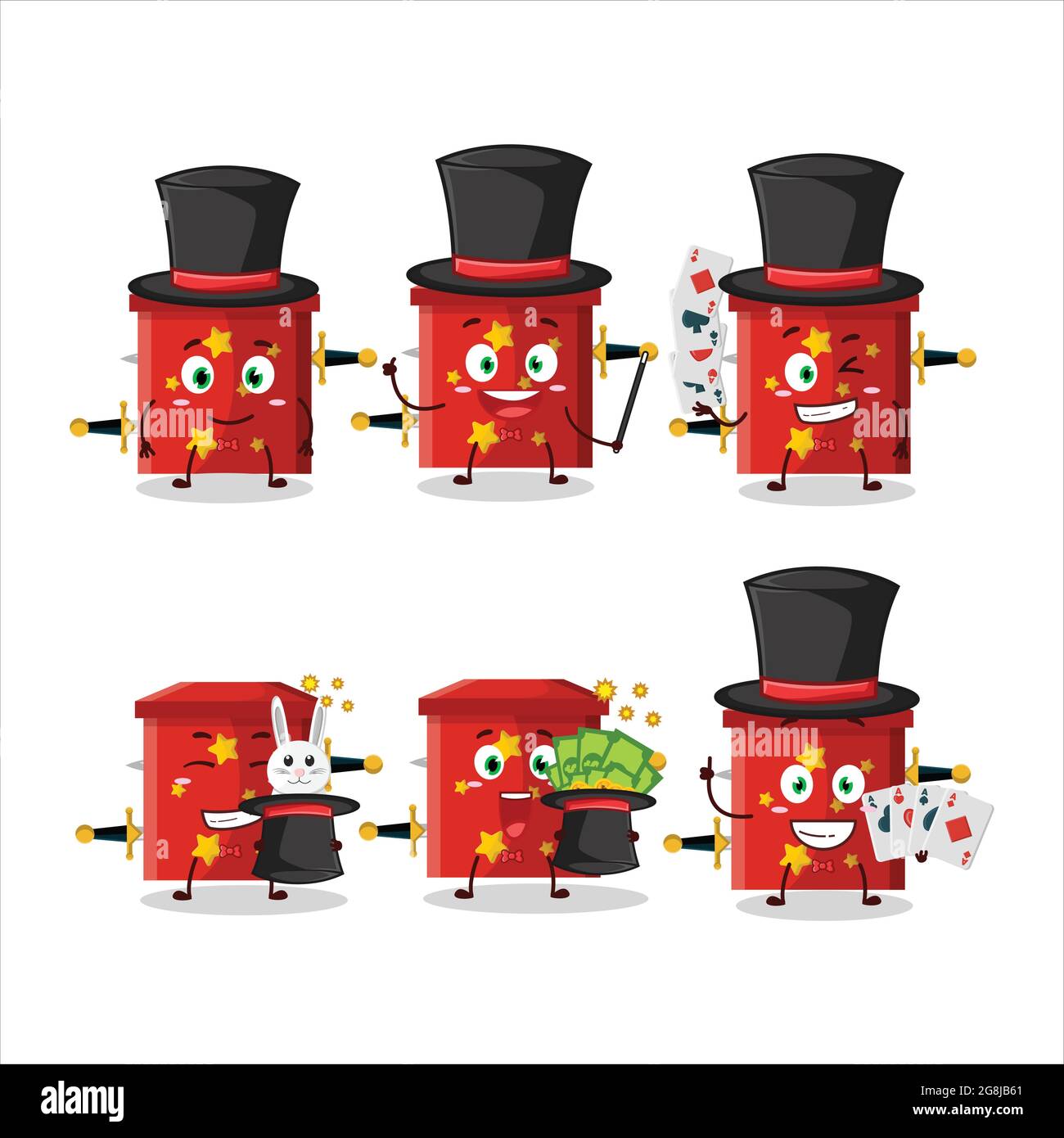 A magic box fantasy Magician cartoon character perform on a stage ...