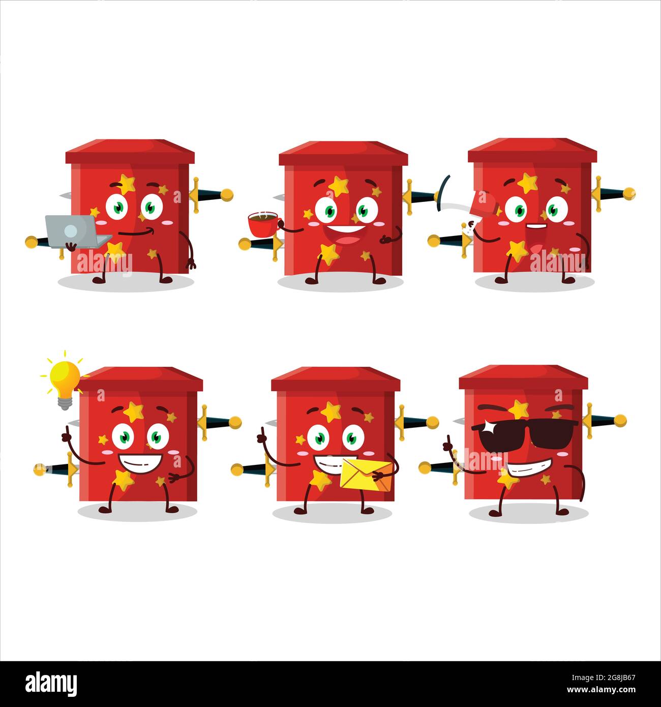 Magic box fantasy cartoon character with various types of business ...