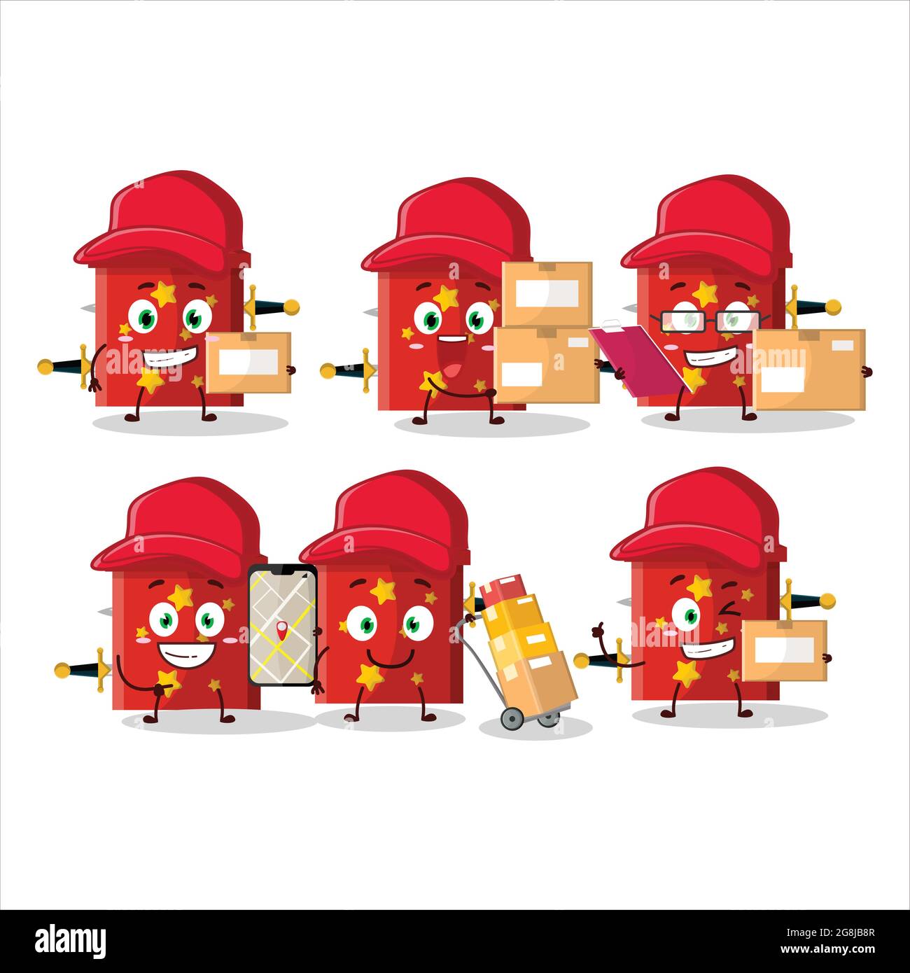 Cartoon character design of magic box fantasy working as a courier ...