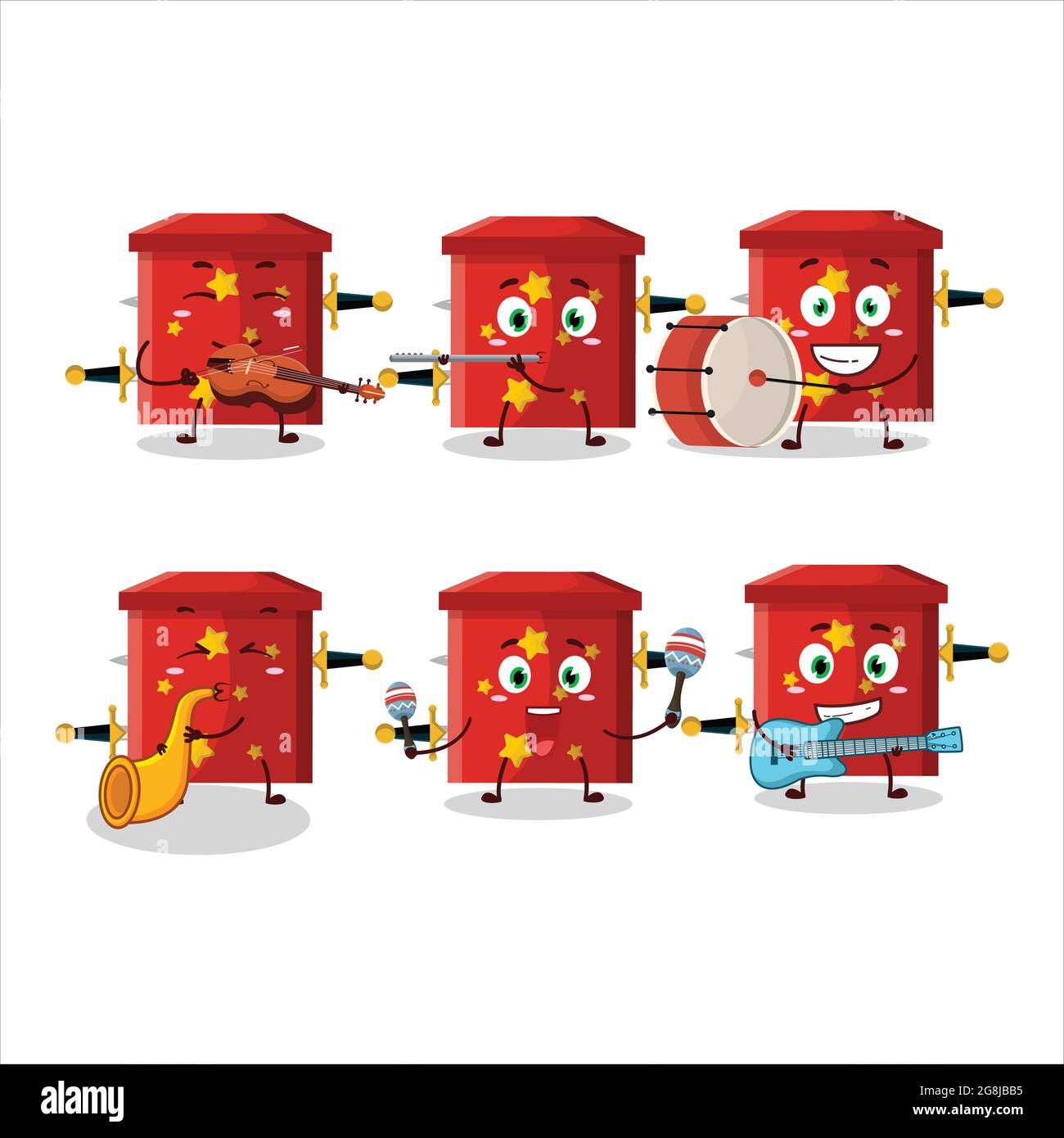 Cartoon character of magic box fantasy playing some musical instruments ...