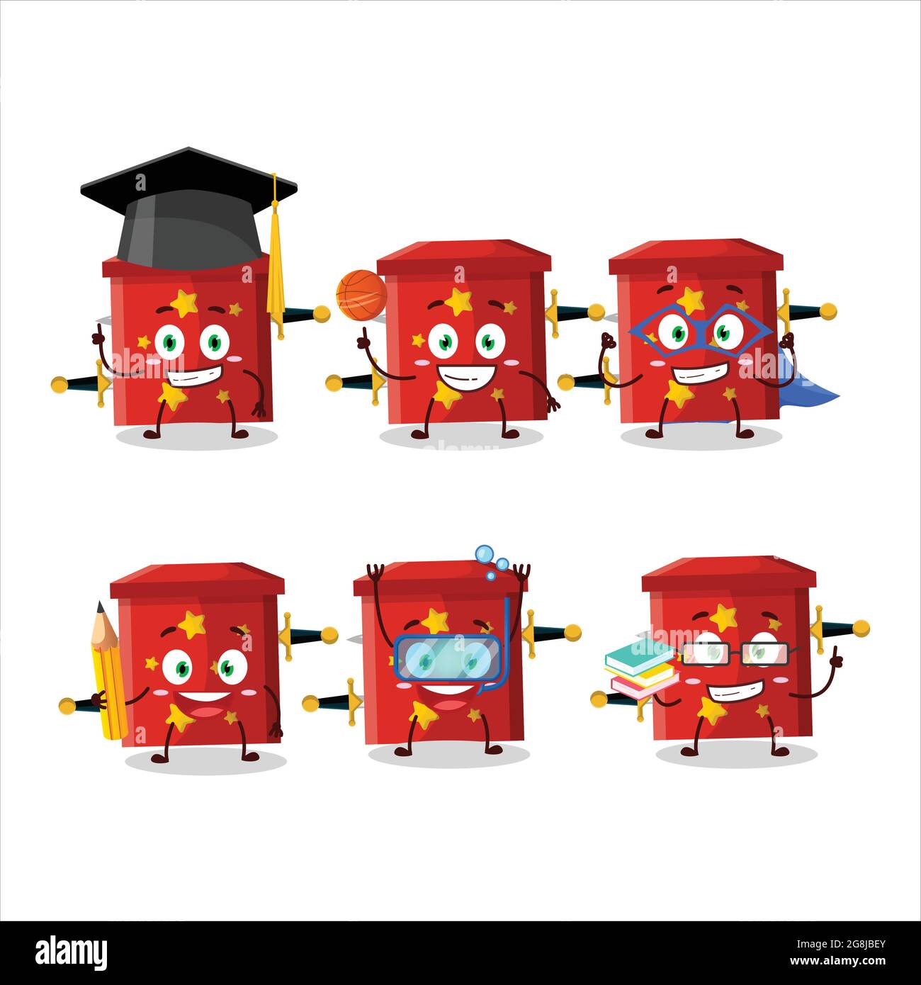 School student of magic box fantasy cartoon character with various ...