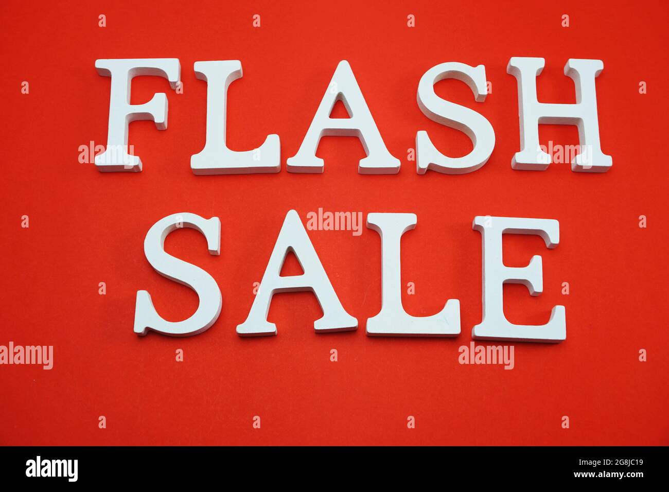 Flash Sale alphabet letters top view on red background Stock Photo - Alamy