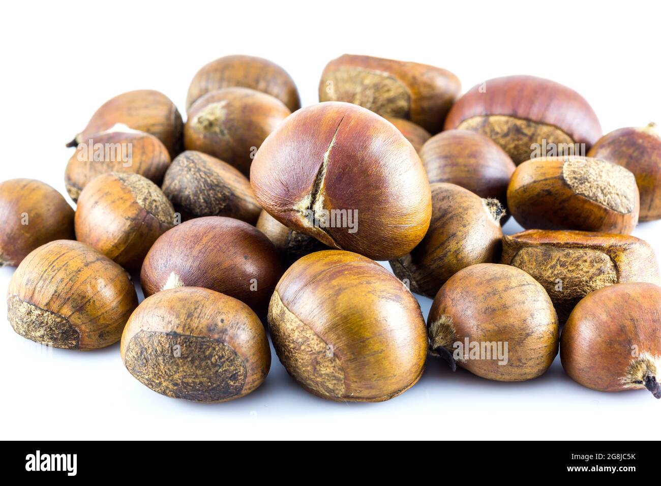 Fresh chestnuts isolated on white background Stock Photo - Alamy
