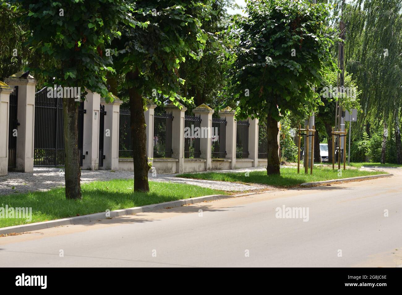 Alley on a sunny day in the shade of trees. Calm Stock Photo - Alamy