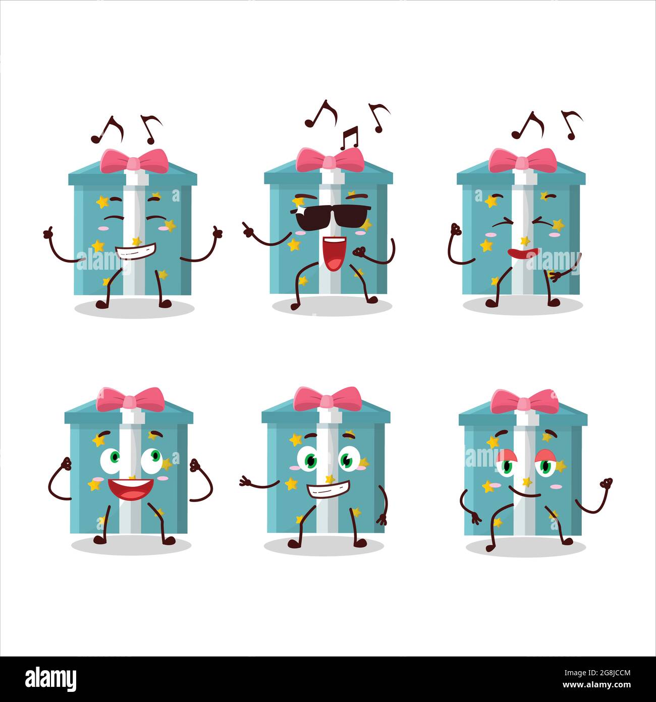 An image of magic gift box dancer cartoon character enjoying the music ...