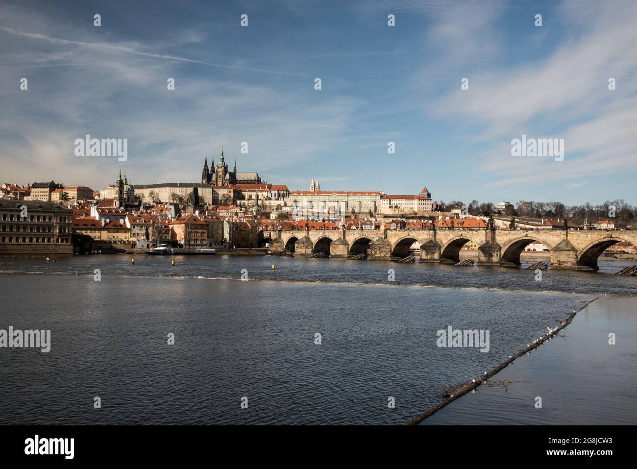 Amazing Praha city scenery with Vltava river, Karluv most bridge ...