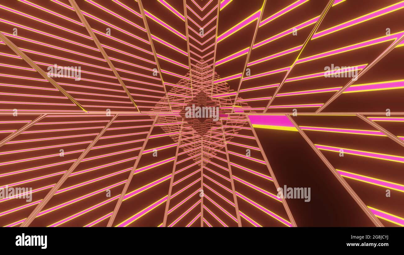 3D graphic illustration of pink and yellow straight line and seamless ...