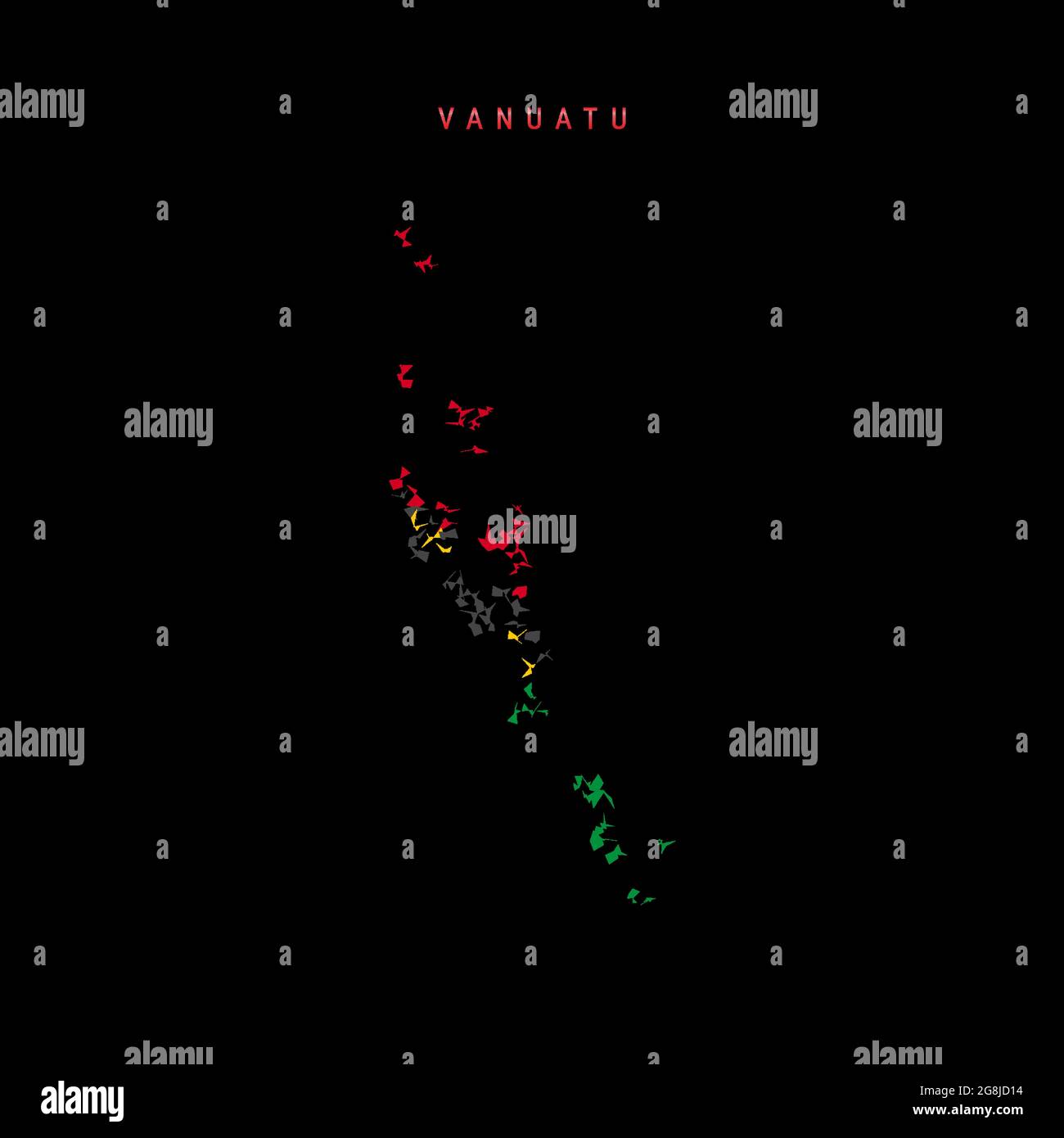 Vanuatu flag map, chaotic particles pattern in the colors of the ...