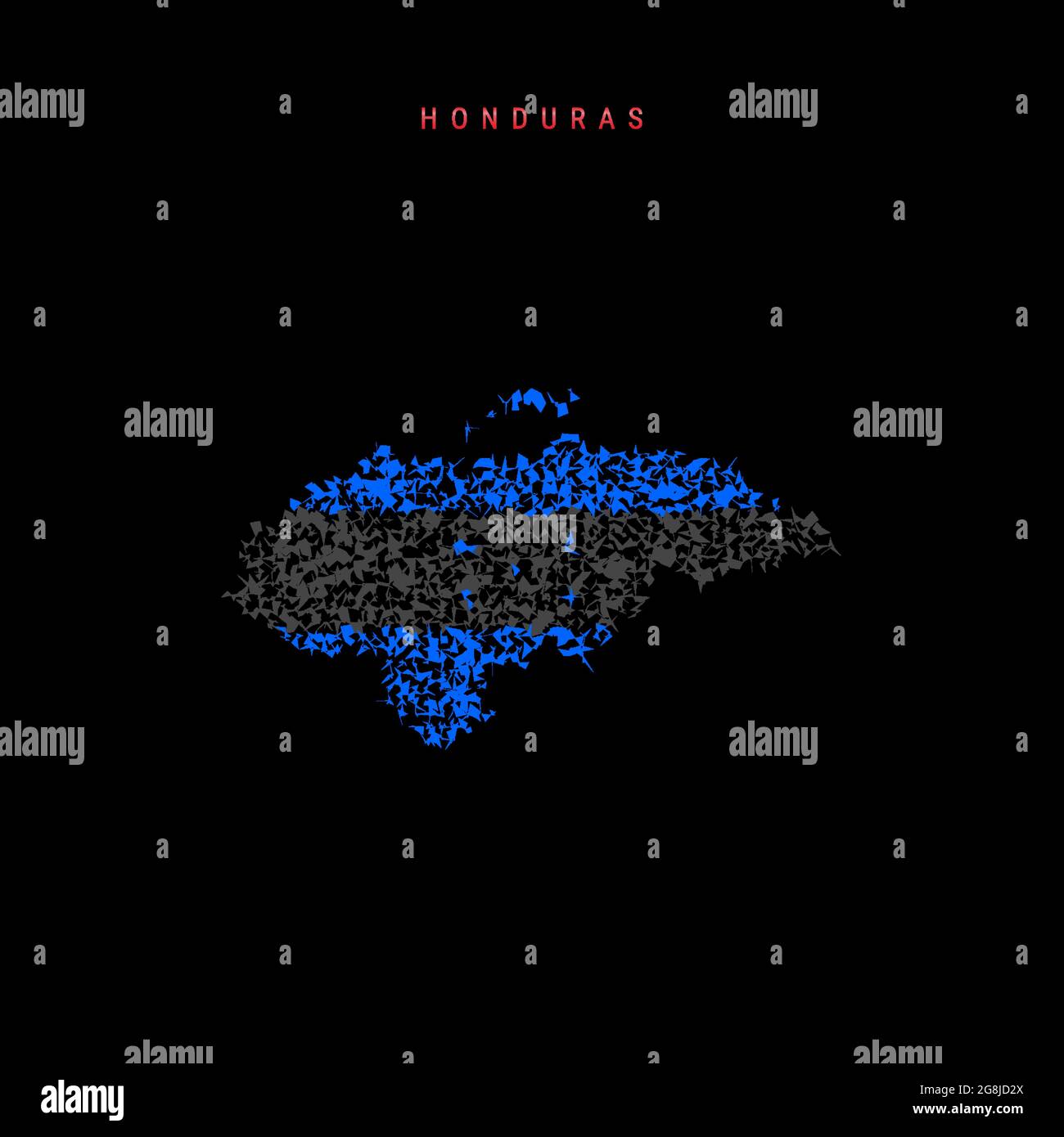 Honduras flag map, chaotic particles pattern in the colors of the ...