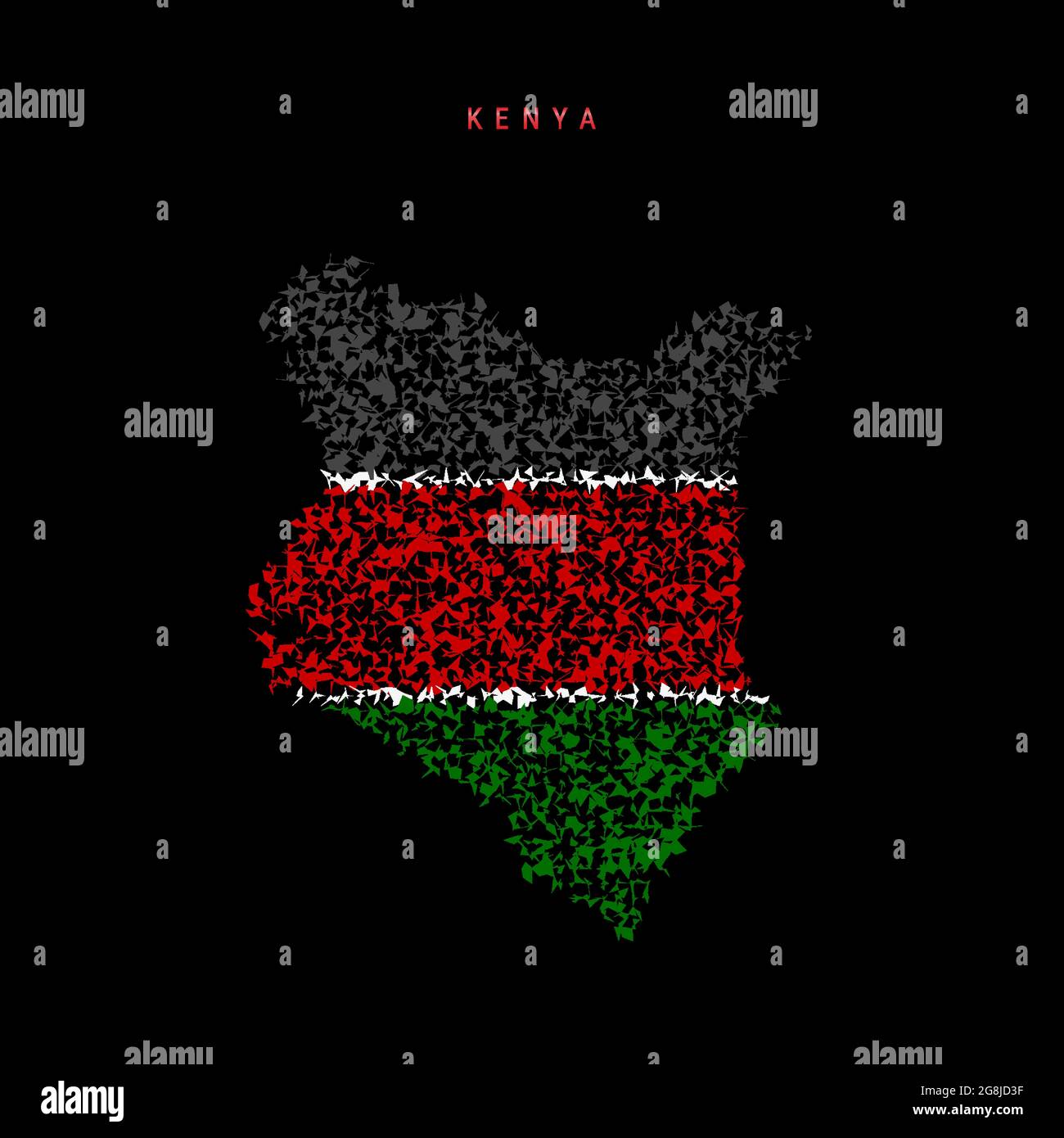 Kenya Flag Map Chaotic Particles Pattern In The Colors Of The Kenyan