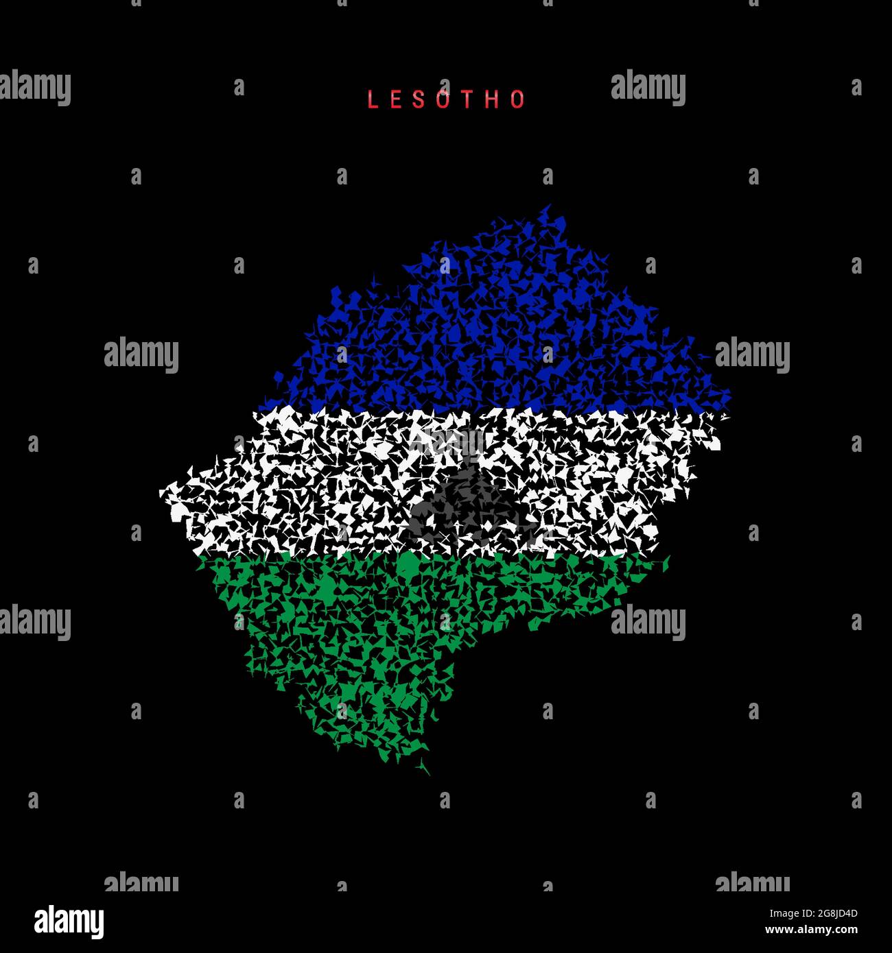 Lesotho flag map, chaotic particles pattern in the colors of the ...