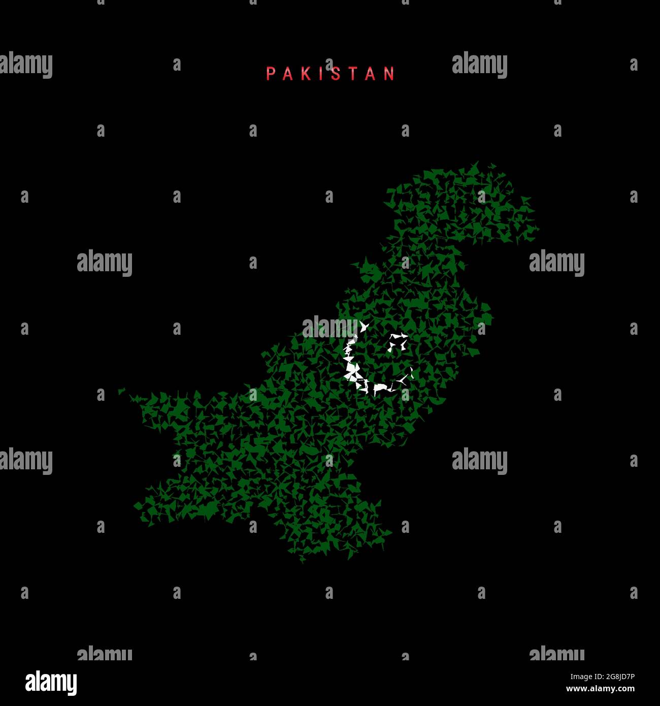 Pakistan Flag Map Chaotic Particles Pattern In The Colors Of The