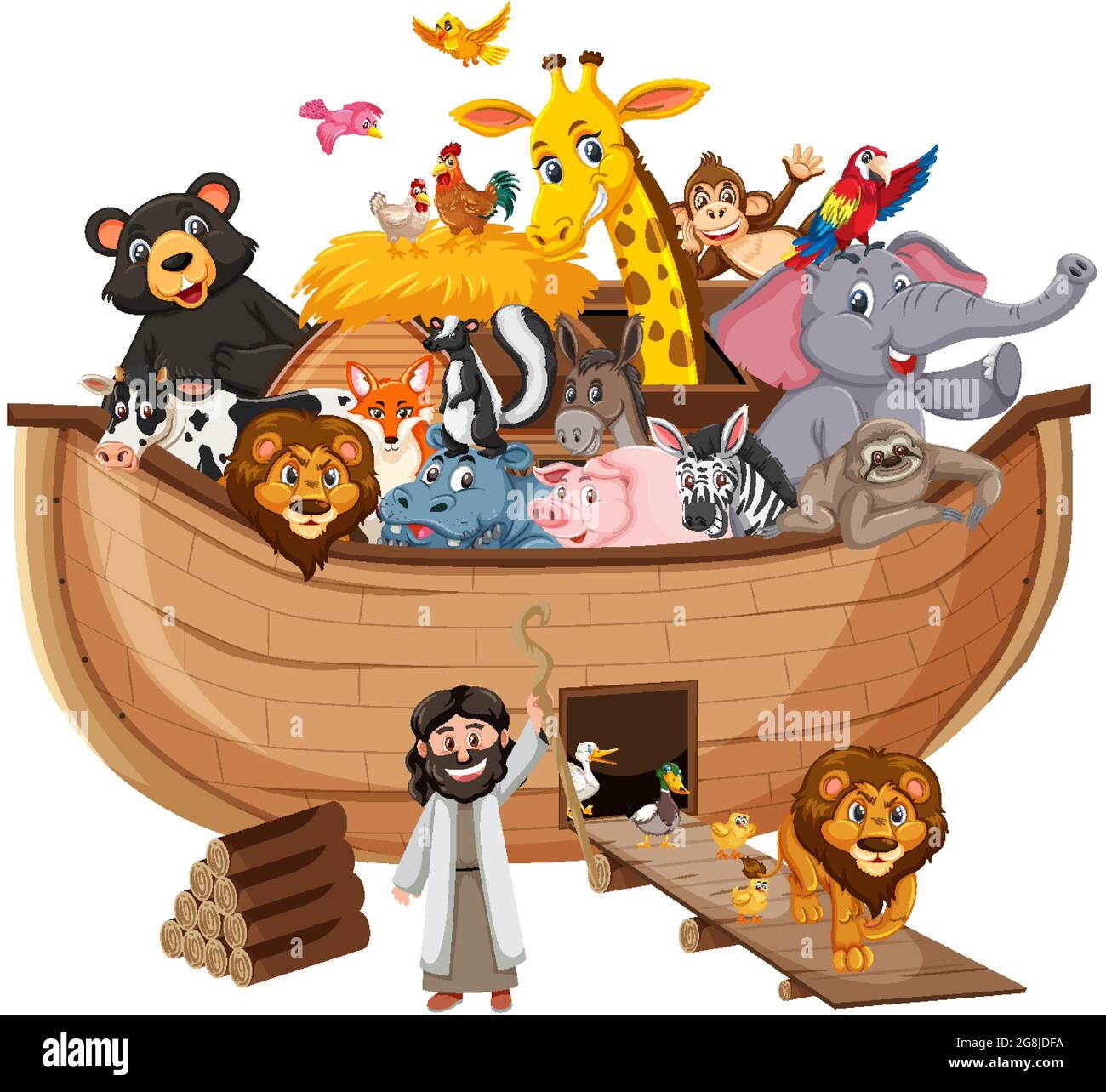 Noah's Ark with Animals isolated on white background illustration Stock Vector Image & Art - Alamy