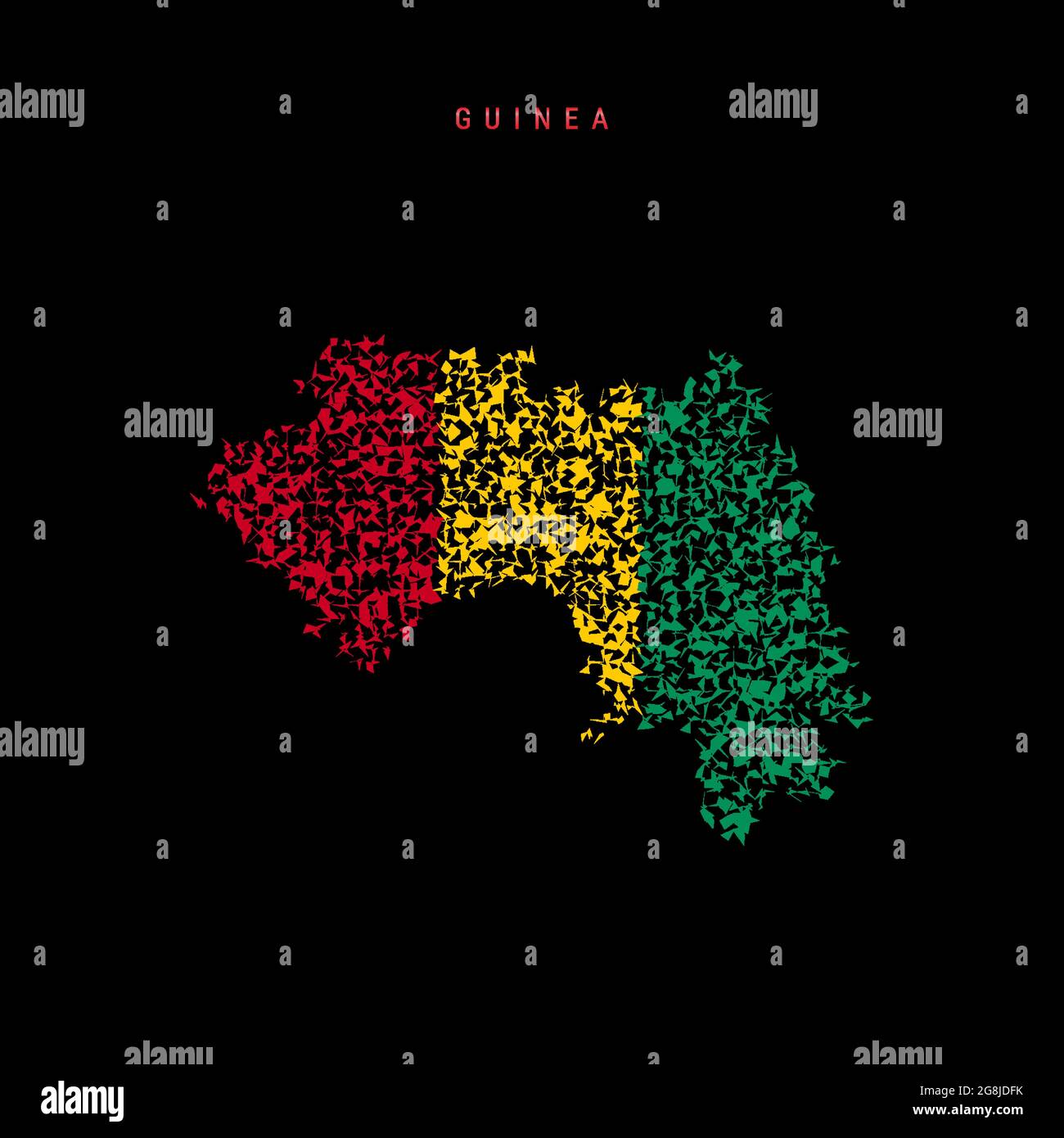 Guinea flag map, chaotic particles pattern in the colors of the ...