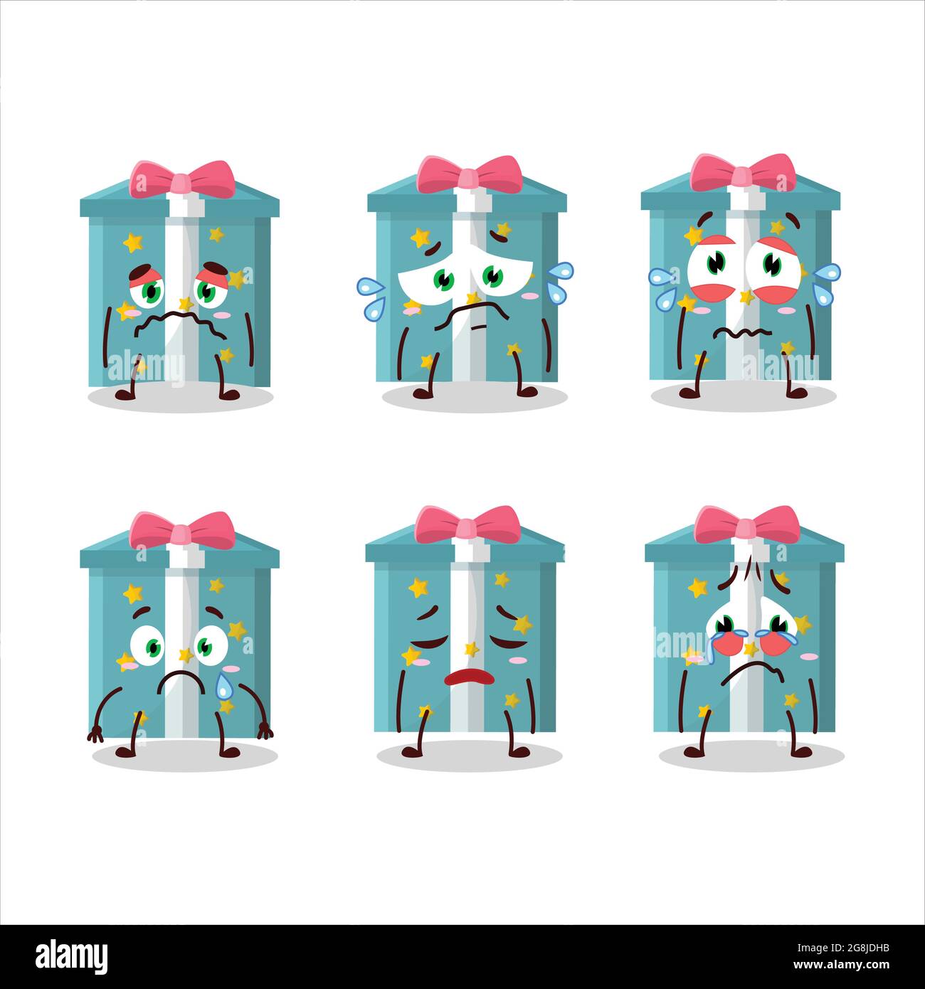 Magic gift box cartoon character with sad expression. Vector ...