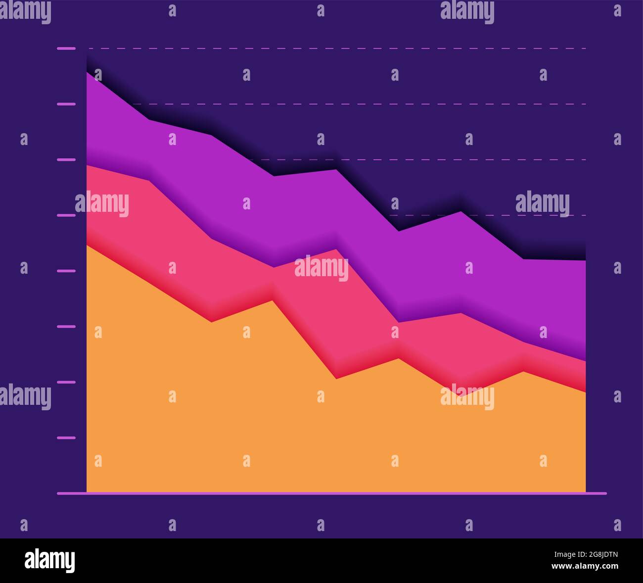 Paper color graph curve go down. concept of business decline and fall ...