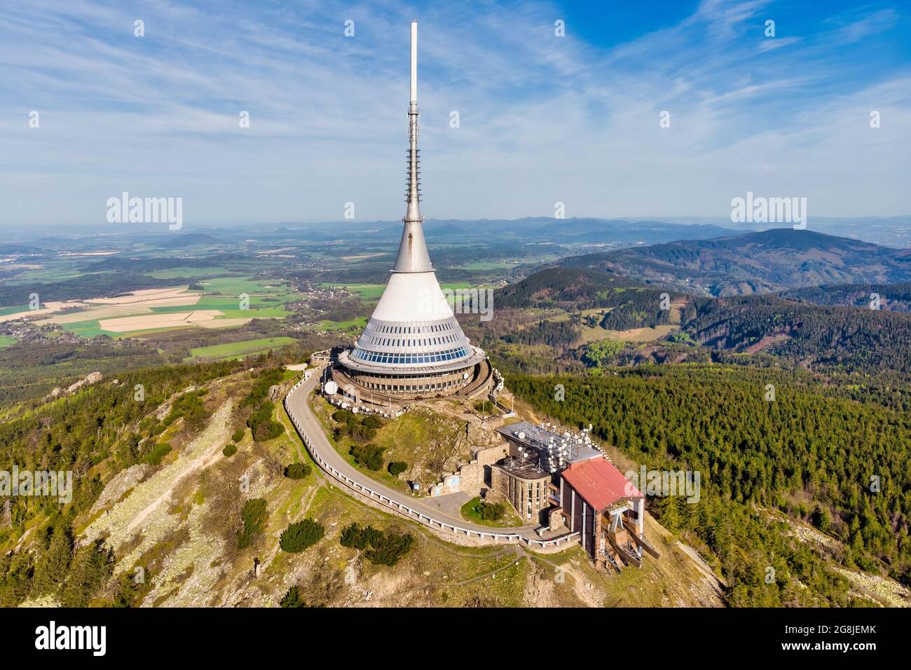 Jested mountain hotel and television tower by famous Czechoslovak ...