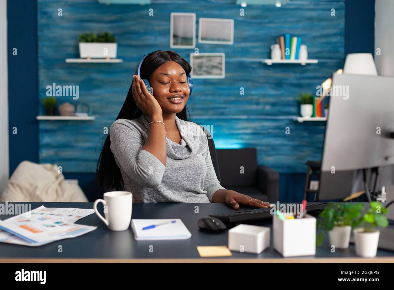 Black high school student using computer in class hi-res stock ...