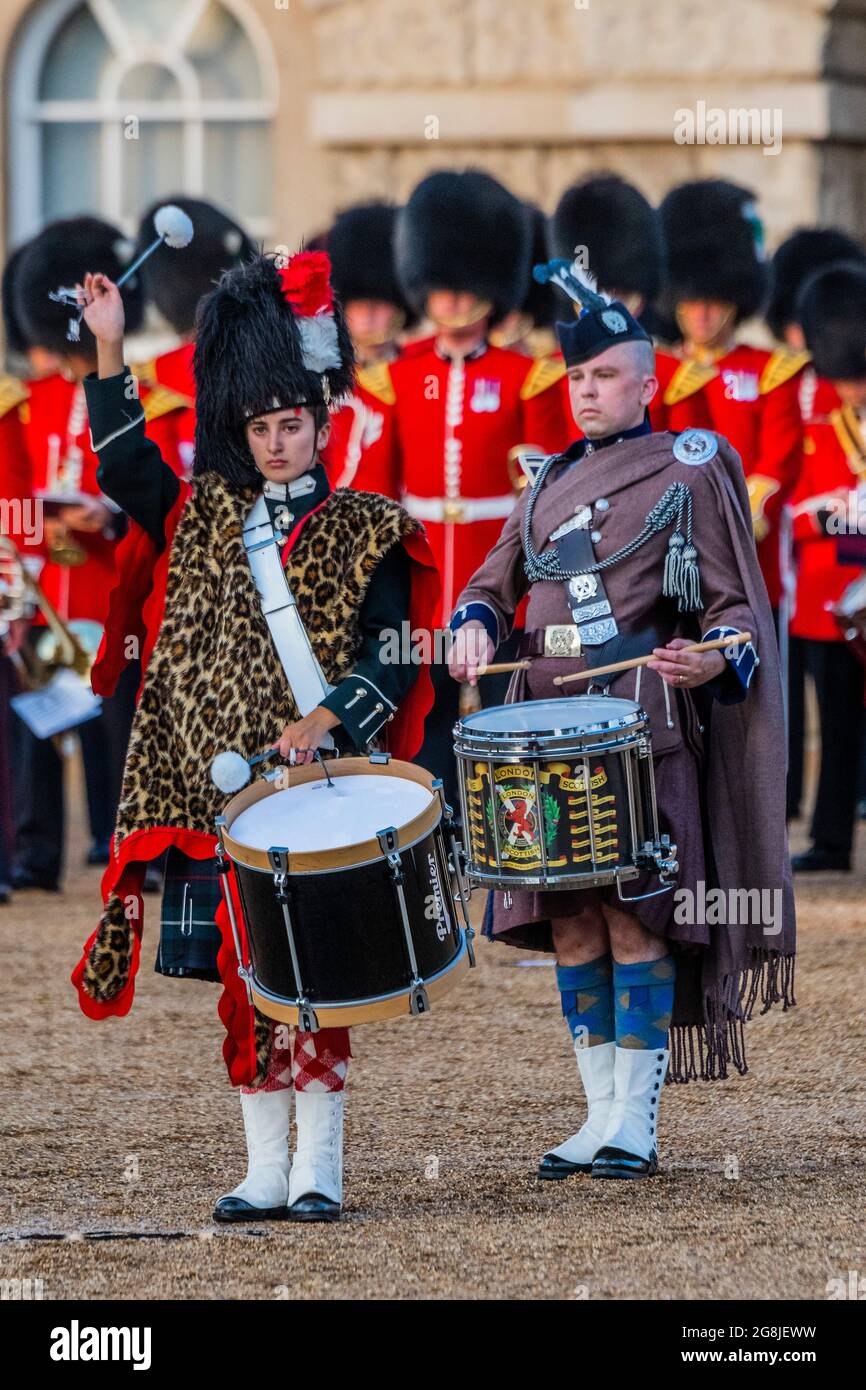 London, UK. 20th July, 2021. Pipes and Drums of the London Scottish and ...