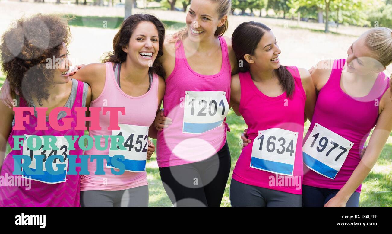 Composition of girl power text over group of women smiling Stock Photo ...