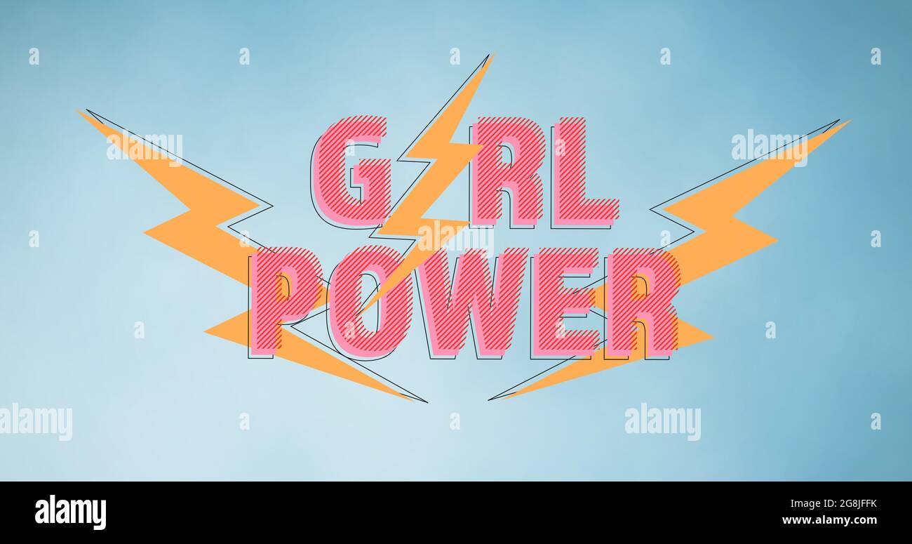 Composition of girl power text on blue background Stock Photo - Alamy