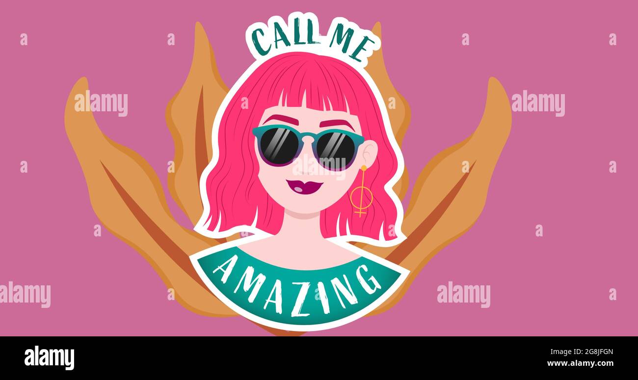 Composition of text call me amazing on pink background Stock Photo - Alamy