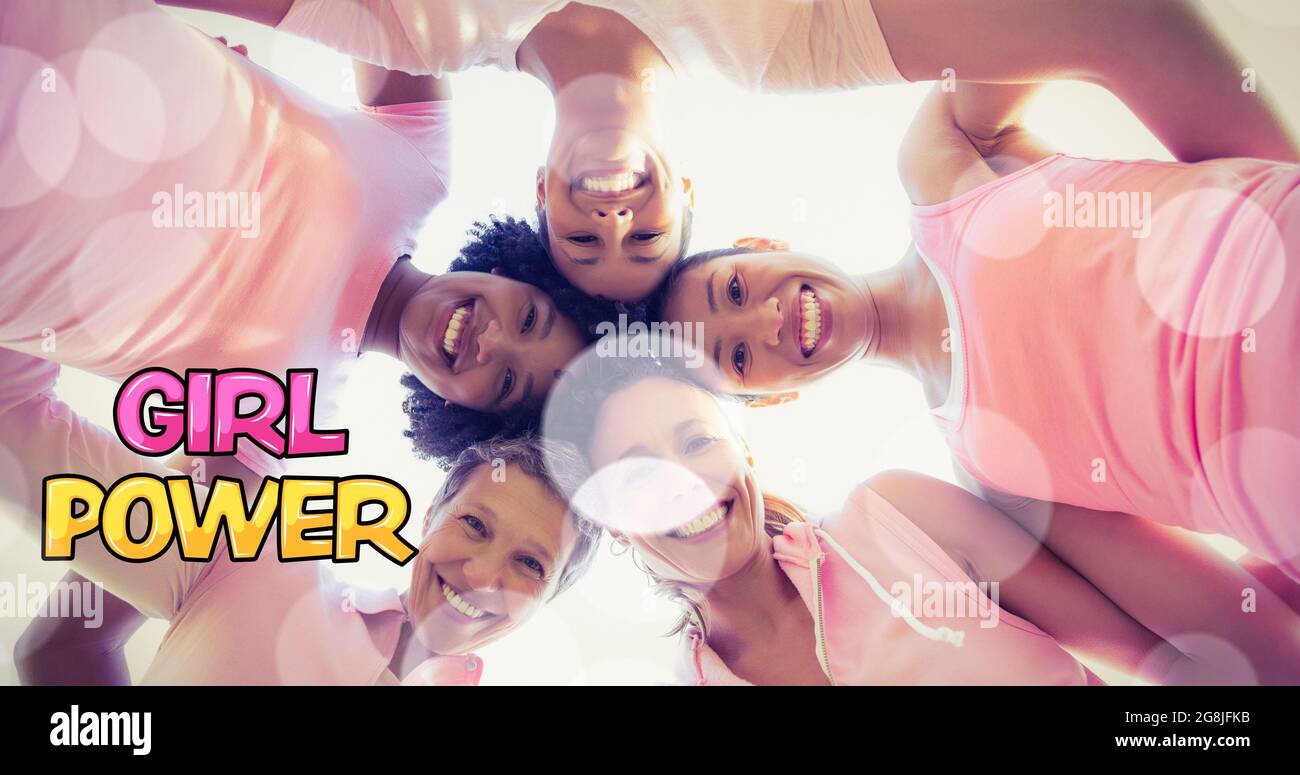 Composition of girl power text over group of women smiling Stock Photo ...
