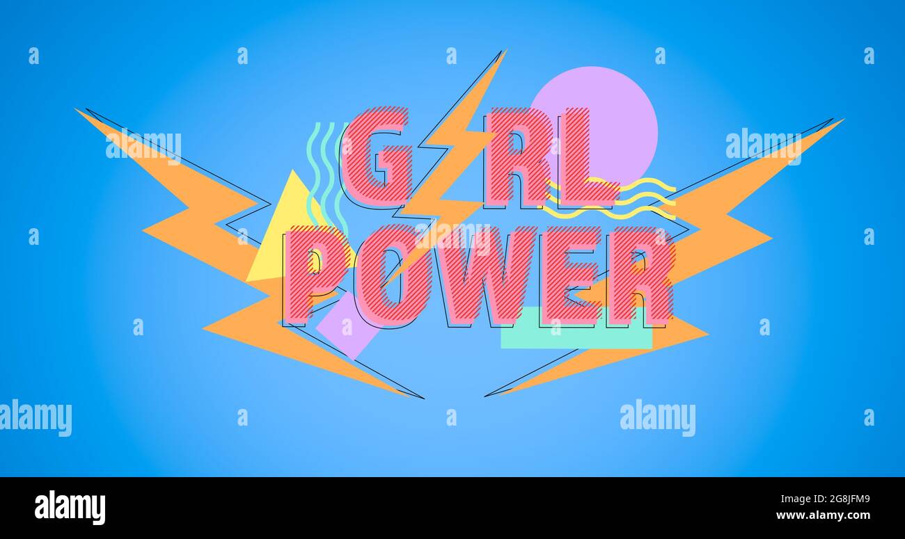 Composition of text girl power on blue background Stock Photo - Alamy