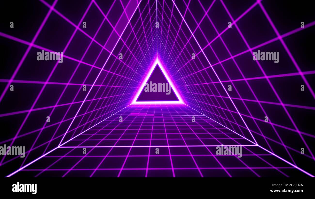 80's retro style background with triangle grid lights Stock Photo - Alamy