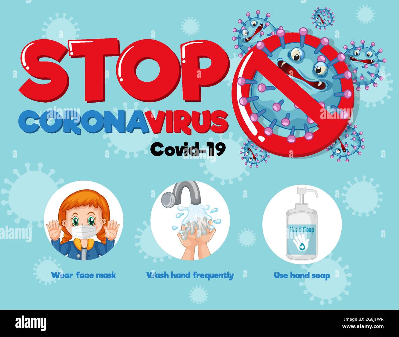 Stop Coronavirus banner with covid-19 prevention guide illustration ...