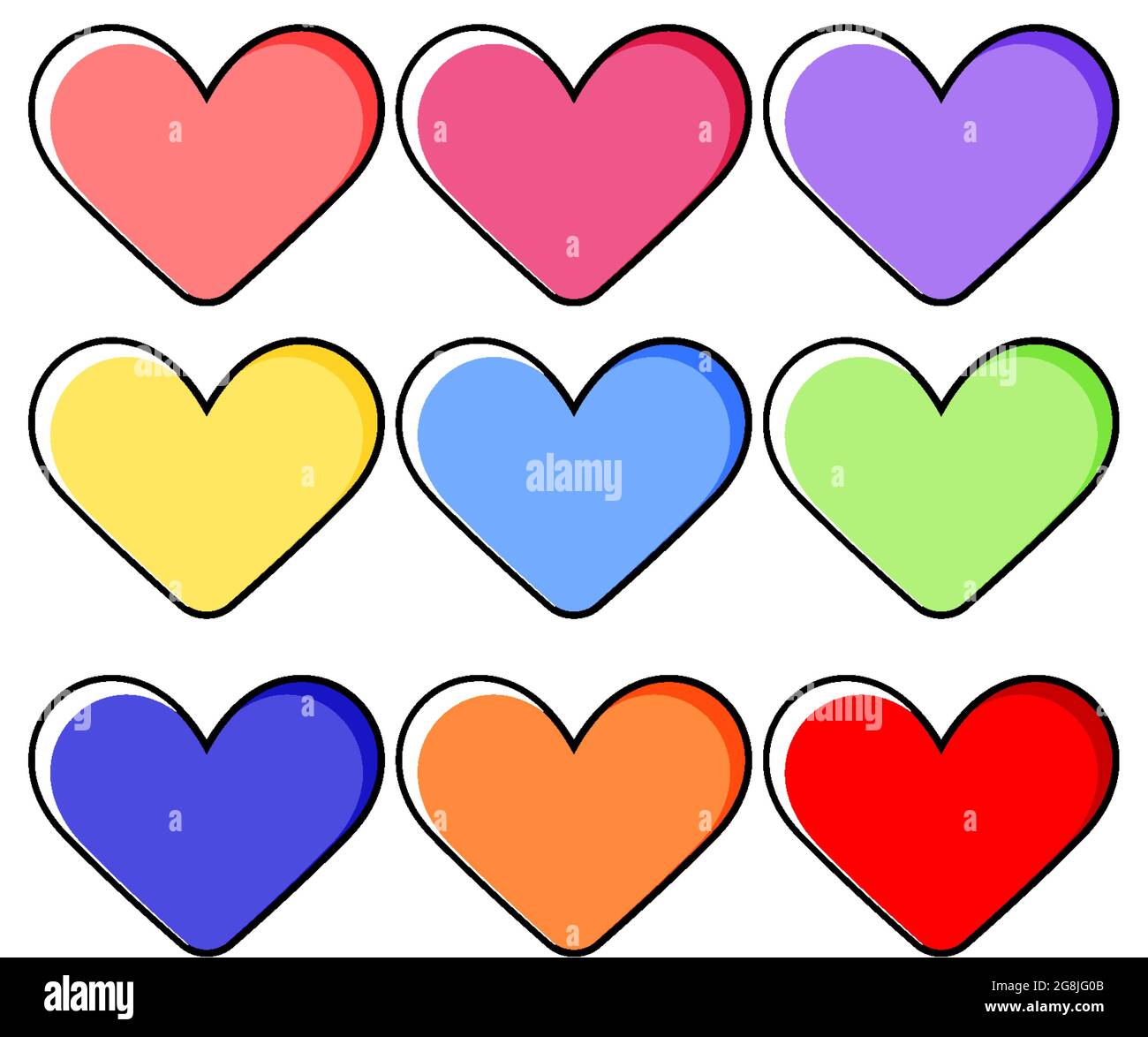 Set of different colour of heart hand drawn isolated illustration Stock ...