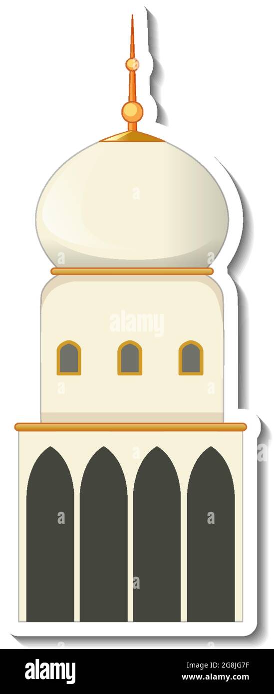 A sticker template with Mosque building isolated illustration Stock ...
