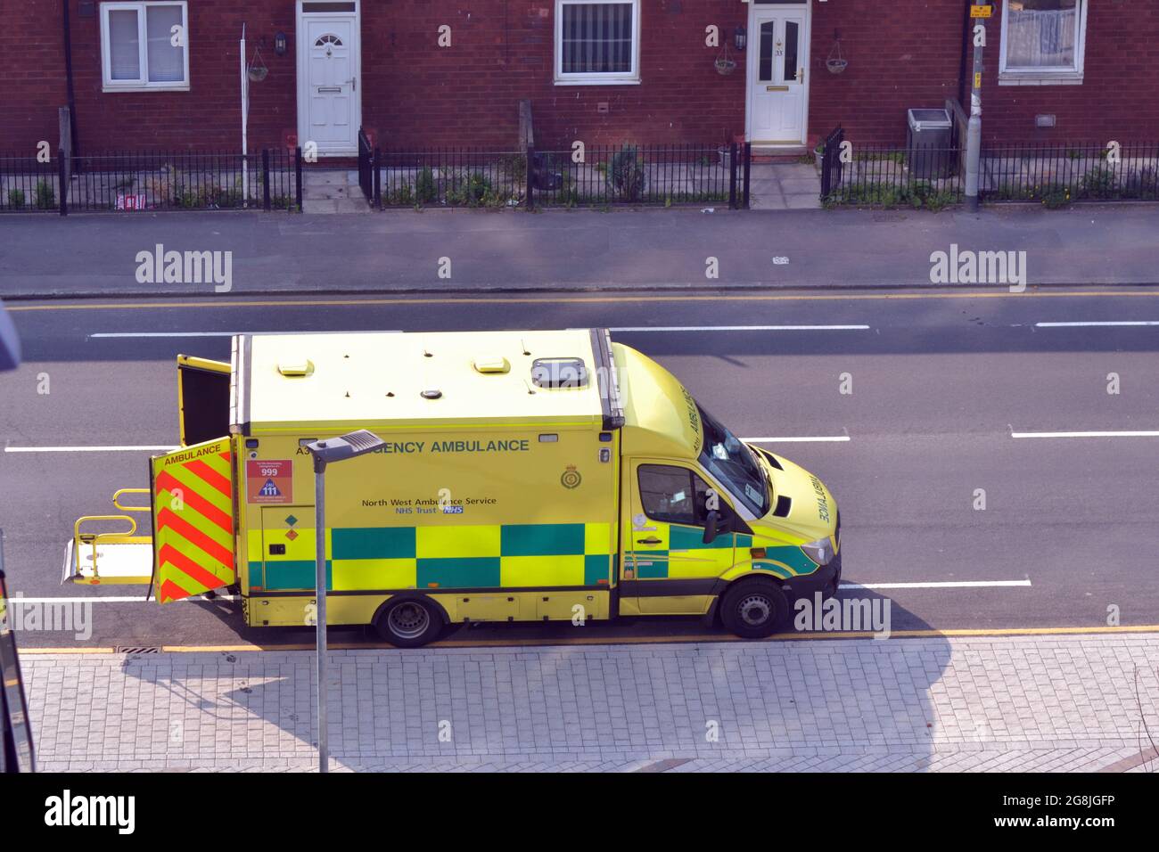 Emergency ambulance with rear doors open parked on Brunswick Street in ...