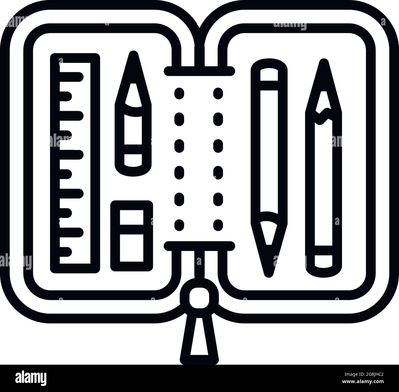 Open pencil case icon. Outline open pencil case vector icon for web ...