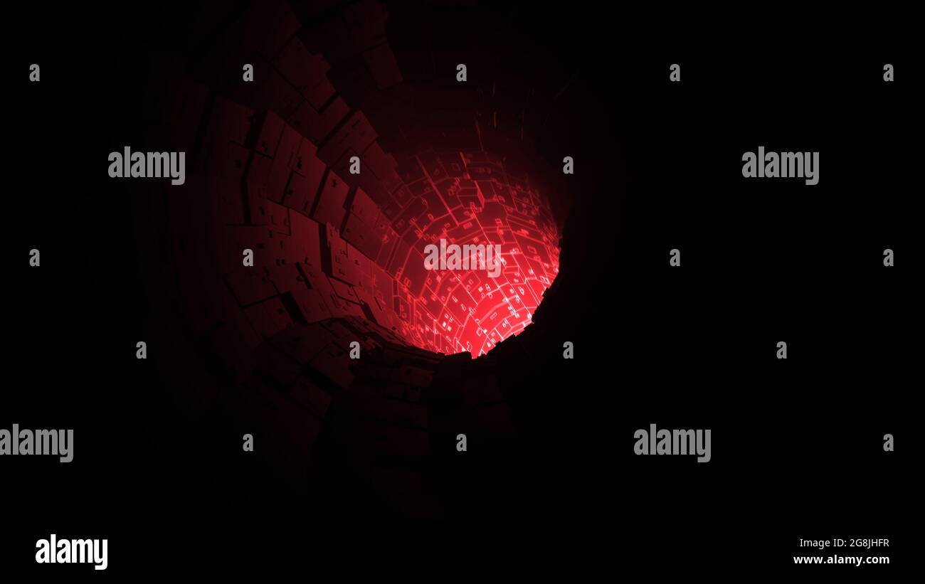 Red digital cable network connect tunnel background, 3d rendering Stock ...