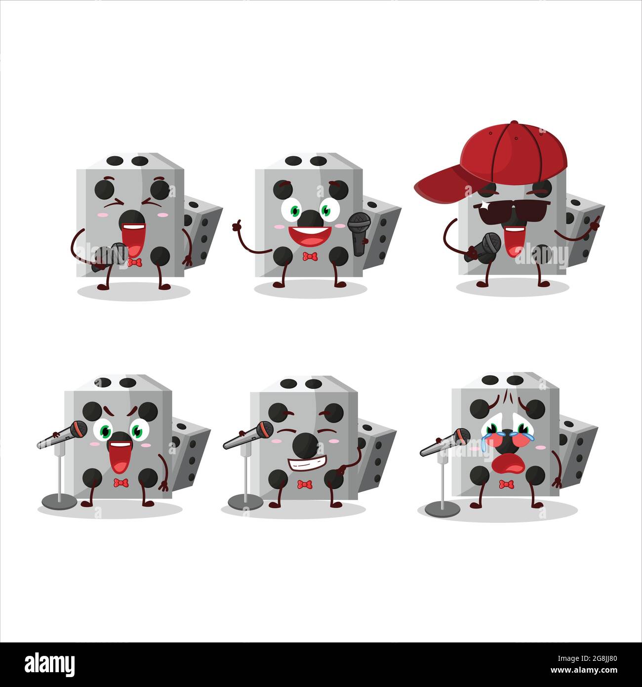 A Cute Cartoon design concept of white dice new singing a famous song ...