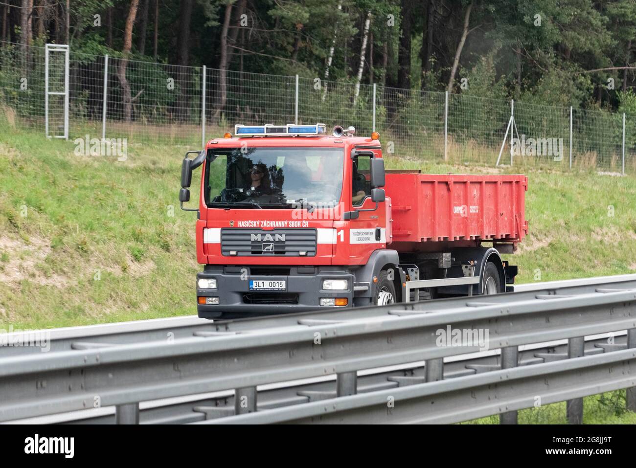 Brno, Czech Republic - July 4, 2021- Column of various cars of the ...