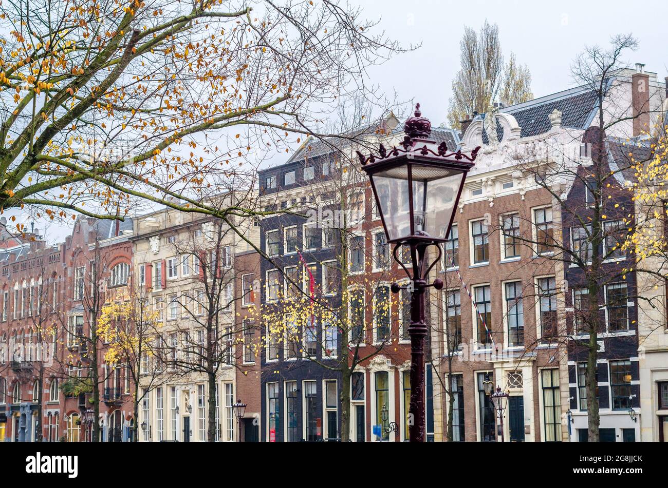 Architectural detail, typical streetlight in Amsterdam, the Netherlands ...